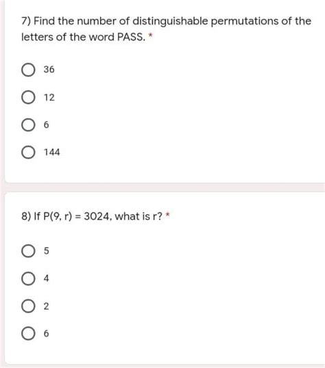 solved 7 find the number of distinguishable permutations of the