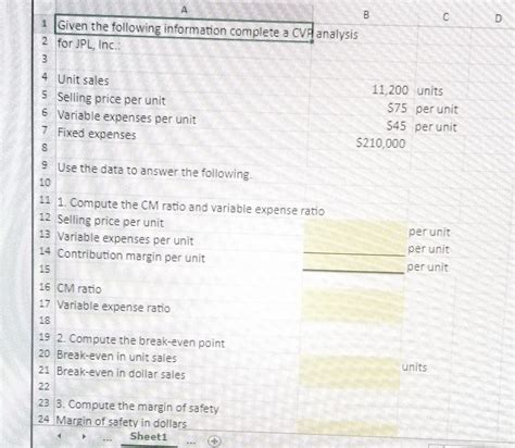 Solved Determine The Break Even Point Compute The Chegg Com