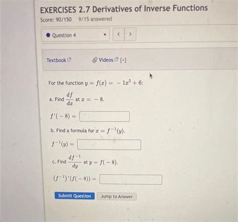 solved exercises 2 7 derivatives of inverse functions score