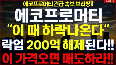 에코프로머티 이 때 하락 나온다 락업 200억 해제 된다 이 가격오면 매도하라 에코프로 에코프로머티 긴급속보 브리핑 Youtube