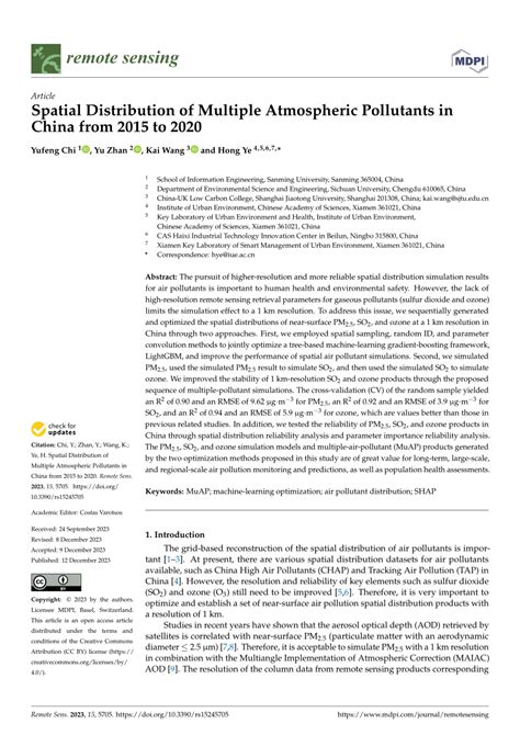 Pdf Spatial Distribution Of Multiple Atmospheric Pollutants In China From 2015 To 2020