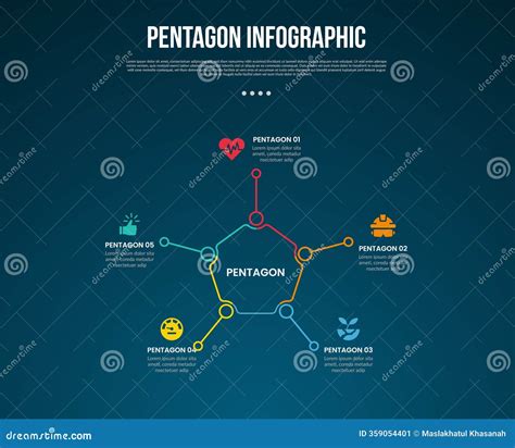 Pentagon Base Shape Template Infographic With Piechart Separation With Round Shape Part With