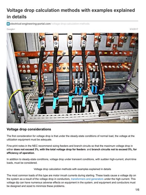 voltage drop calculation methods with examples explained in details