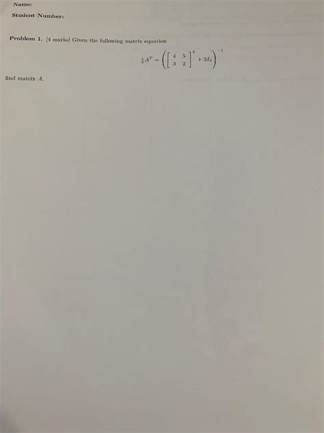 Solved Problem Marks Given The Following Matrix Chegg Com