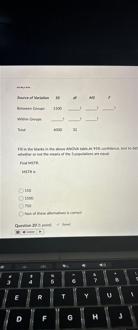 solved table[[source of variation ss df ms f