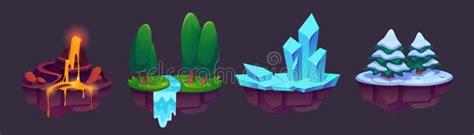 Floating Land Islands For Game Level Map Ui Design Stock Vector Illustration Of Nature