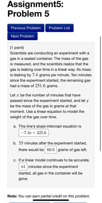 Solved Assignments Problem 5 Previous Problem Problem List
