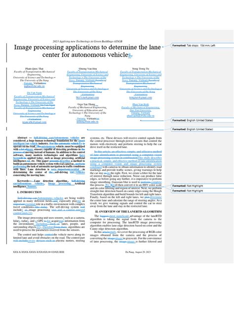 image processing applications to determine the lane center for