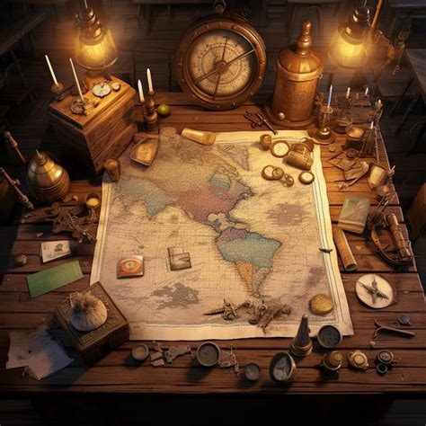 Premium AI Image AncientLooking Map With Intricate Illustrations And Markings