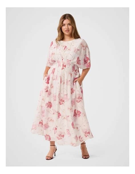 Forever New Curve Eve Seam Detail Midi Dress In Pink Myer