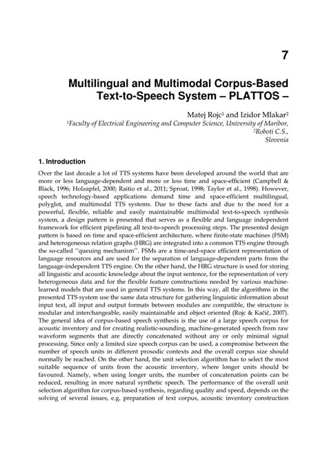 Pdf Multilingual And Multimodal Corpus Based Text To Speech System