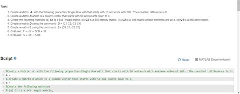 Solved Task Create A Matrix A With The Following Chegg