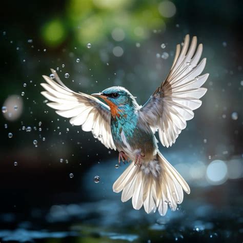 Птица в полете Отражения в воде Птицы Полёт