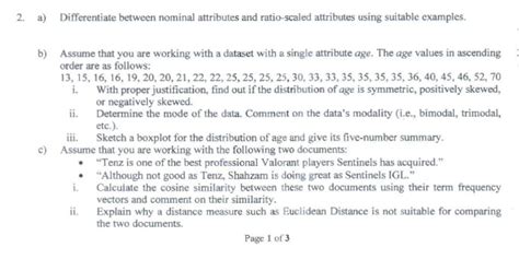 Solved 2 A Differentiate Between Nominal Attributes And