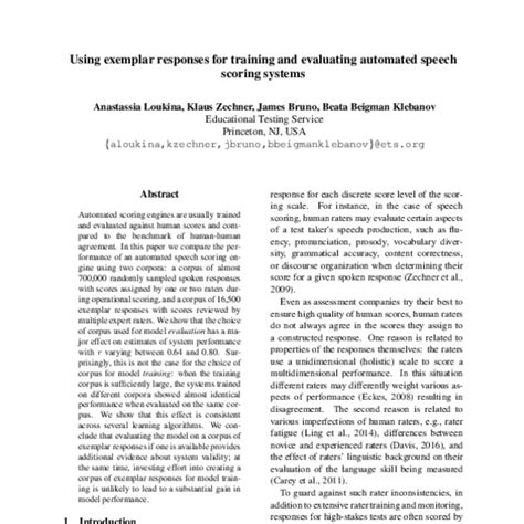 Using Exemplar Responses For Training And Evaluating Automated Speech