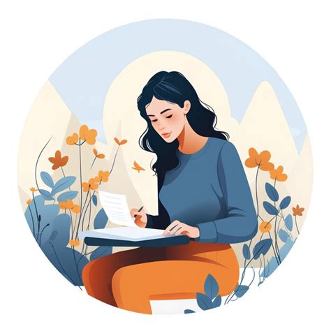 Premium Photo Minimalist Flat Vector Style A Woman Writing Notes