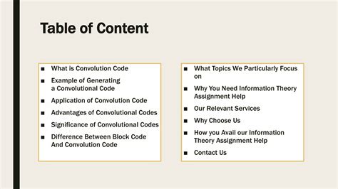 Guidance On Convolution Tube In Information Theory Assignment Pptx
