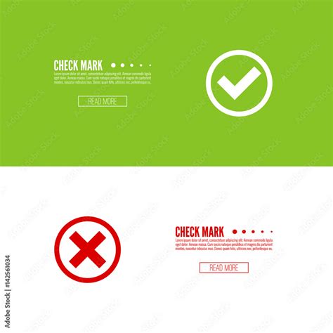 Set Of Vector Buttons With Check Marks Ticks X Checkbox Web And Mobile Applications