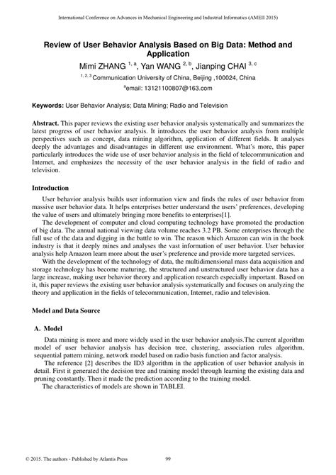Pdf Review Of User Behavior Analysis Based On Big Data Method And