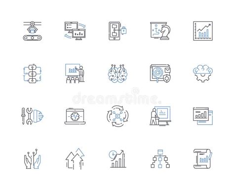 Information Hierarchy Line Icons Collection Organization Structure