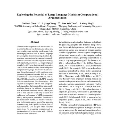 Exploring The Potential Of Large Language Models In Computational Argumentation Acl Anthology