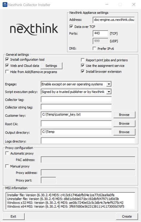 installing the collector on windows nexthink v6 documentation