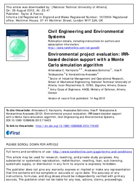 Pdf Environmental Project Evaluation Irr Based Decision Support