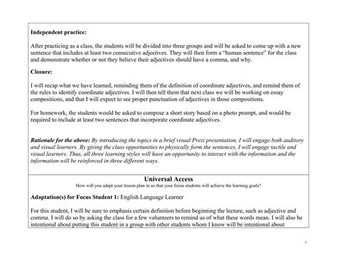 Coordinate Adjectives Lesson Plan Updated Doc