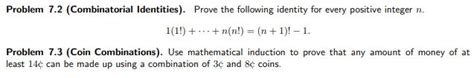 Solved Problem 7 2 Combinatorial Identities Prove The