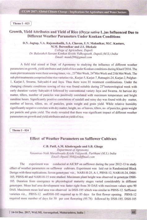 Pdf Growth Yield Attributes And Yield Of Rice As Influenced Due To