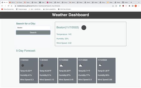 Github Vladabolotovaweather Dashboard This Is A A Simple Weather