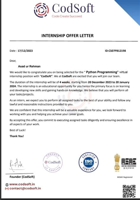 asad ur rehman on linkedin intership pythonprogramming codsoft