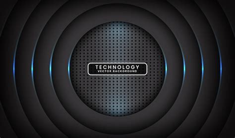 Premium Vector Abstract D Black Technology Background Overlap Layer With Blue Light Circle Effect
