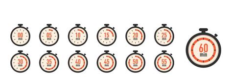Set Of Timer Clock Icons Stopwatch Royalty Free Vector Image