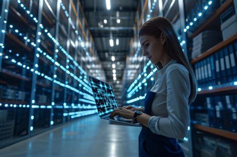 premium photo female cto activates servers in data center for 3d graphics