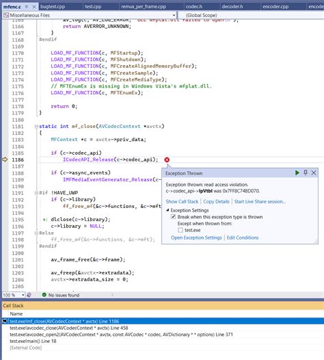 C FFmpeg C Api Create Encoder For AV CODEC ID H Crash On Windows Stack Overflow