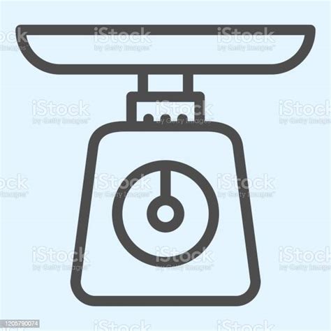 무게 스케일 라인 아이콘입니다 국내 계량 스케일 기계 홈 스타일의 부엌 벡터 디자인 개념 흰색 배경에 윤곽 스타일 그림 웹 및 응용 프로그램에 사용 Eps 10 아이콘에