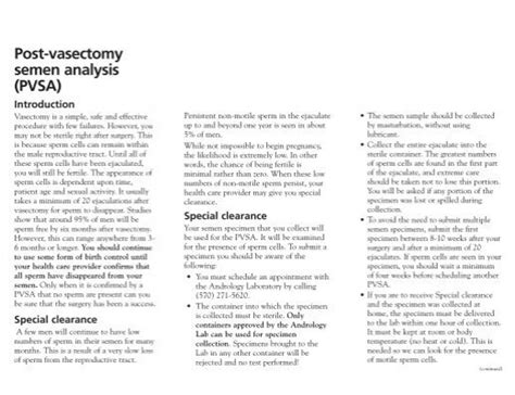 Post Vasectomy Semen Analysis Pvsa Geisinger Health System