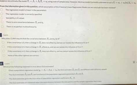 Solved Iuppose We Estimate The Model Yiβ1β2xiui Using A