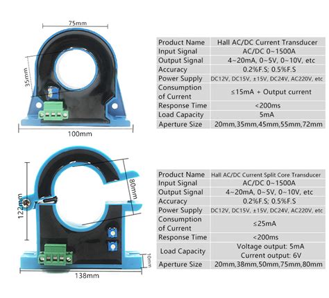 Hall Sensor Current Sensor Ac Dc A Ma Rs Ac Current Transducer Hall Effect Current