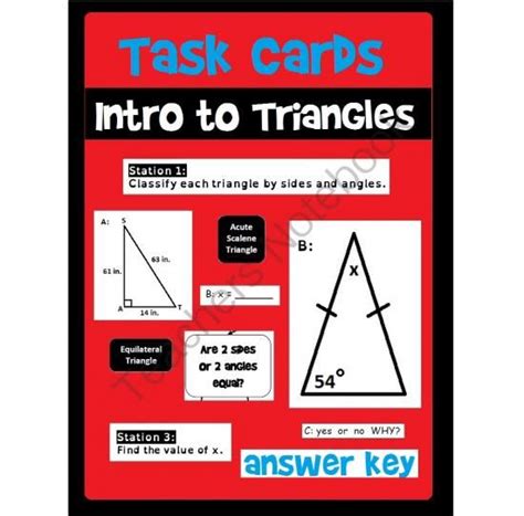 Triangle Task Cards Introduction To Triangles Task Cards Teaching Geometry Math Geometry