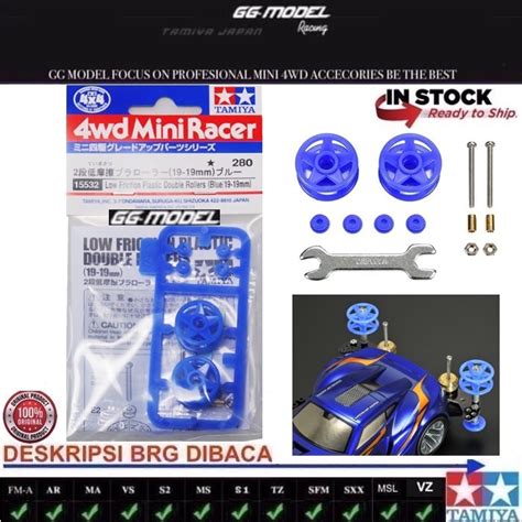 Jual Tamiya 15532 Low Friction Plastic Double Rollers Blue19 19mm