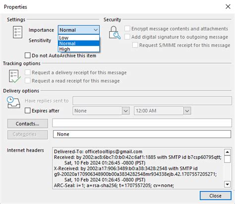 Message Importance Priority Microsoft Outlook 365