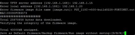 loading fortigate firmware image using tftp