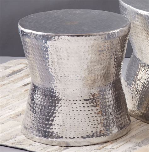 Surabaya Global Bazaar Hammered Nickel Round Coffee Table Motif