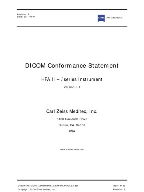 Dicom Conformance Statement Hfa2i 5 1 Pdf Pdf Information Retrieval Data Compression