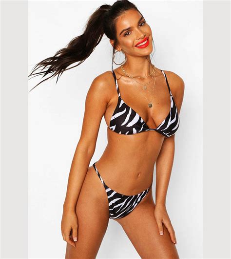 Buy Boohoo Zebra Print Itsy Bitsy Triangle Bikini Set In Black 6thstreet Saudi Arabia