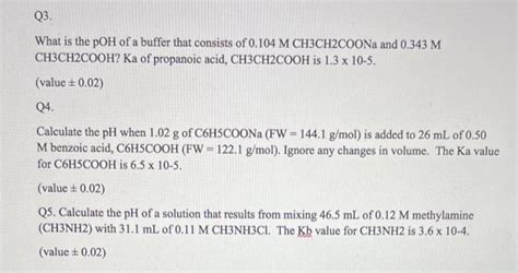Solved Q3 What Is The POH Of A Buffer That Consists Of Chegg Com