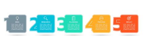 5 단계 차트 디자인 윤곽선 아이콘이있는 5 가지 옵션 프로세스 다이어그램 타임라인 정보 그래픽 현대 레이아웃 비즈니스 프리젠