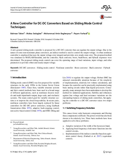 Pdf A New Controller For Dc Dc Converters Based On Sliding Mode Control Techniques